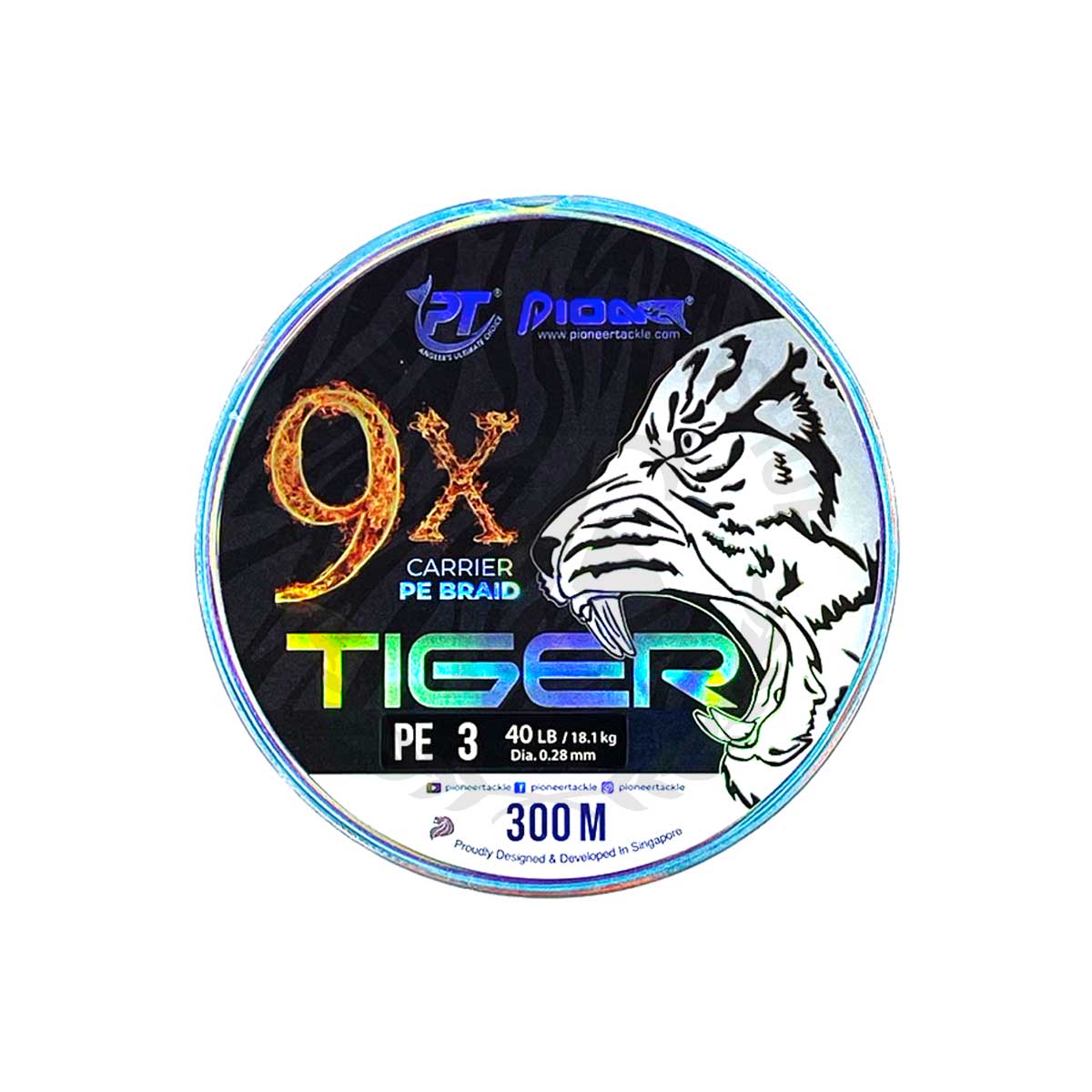 Pioneer Tiger 9X Carrier Braid 300m PE3 (Multi Color)*สายพีอี - 7 SEAS PROSHOP (THAILAND)
