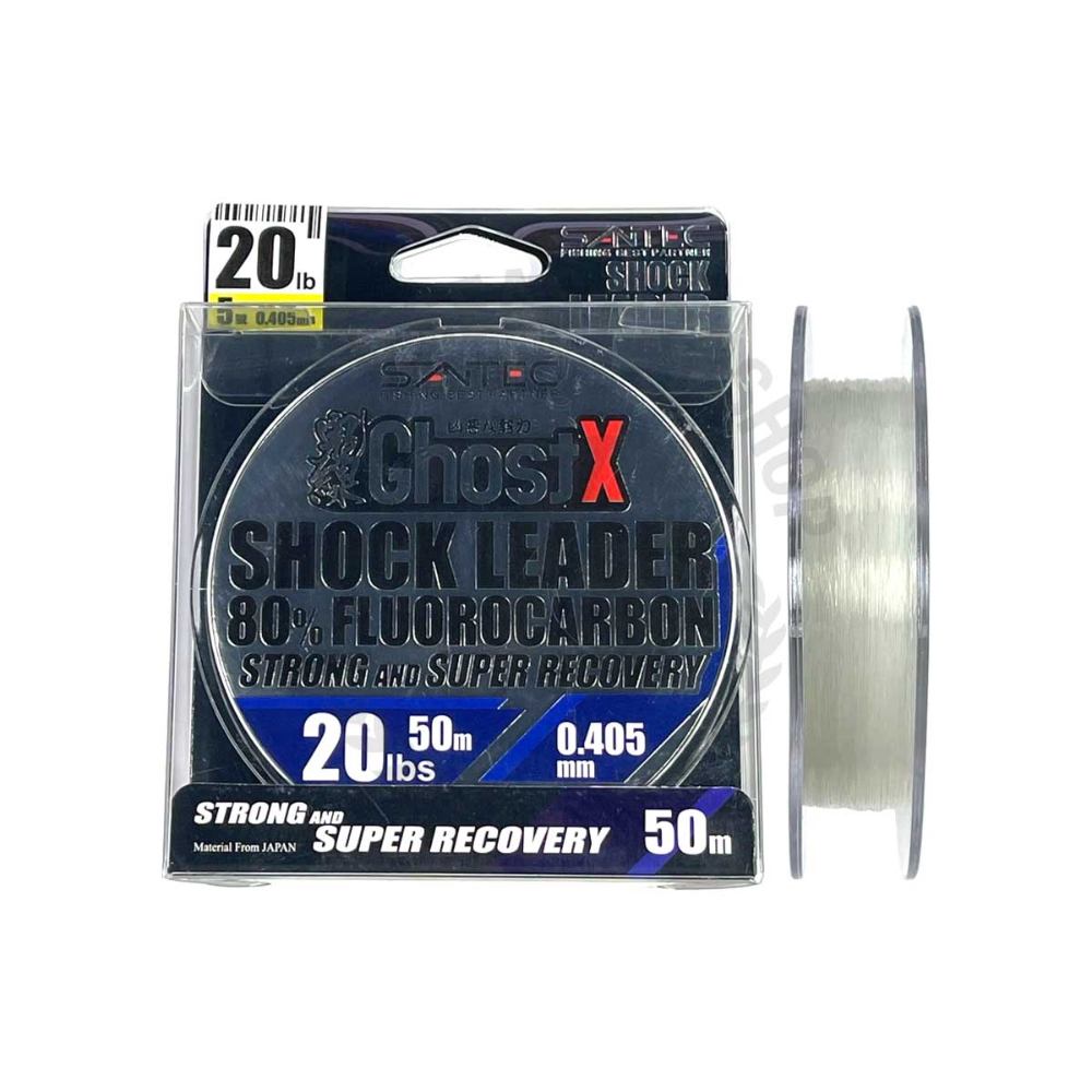 Santec Ghost X Shock Leader 80% Fluorocarbon 50m 20lb (Clear)*สายลีดฟลู ...
